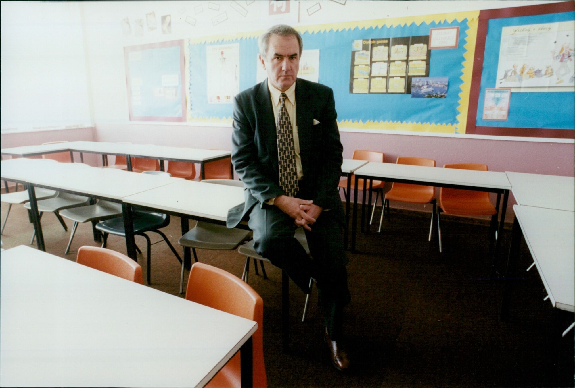 Headteacher Martin Thomas, Miss Ann Plant, and Mrs Pam Pinnegar of Cow