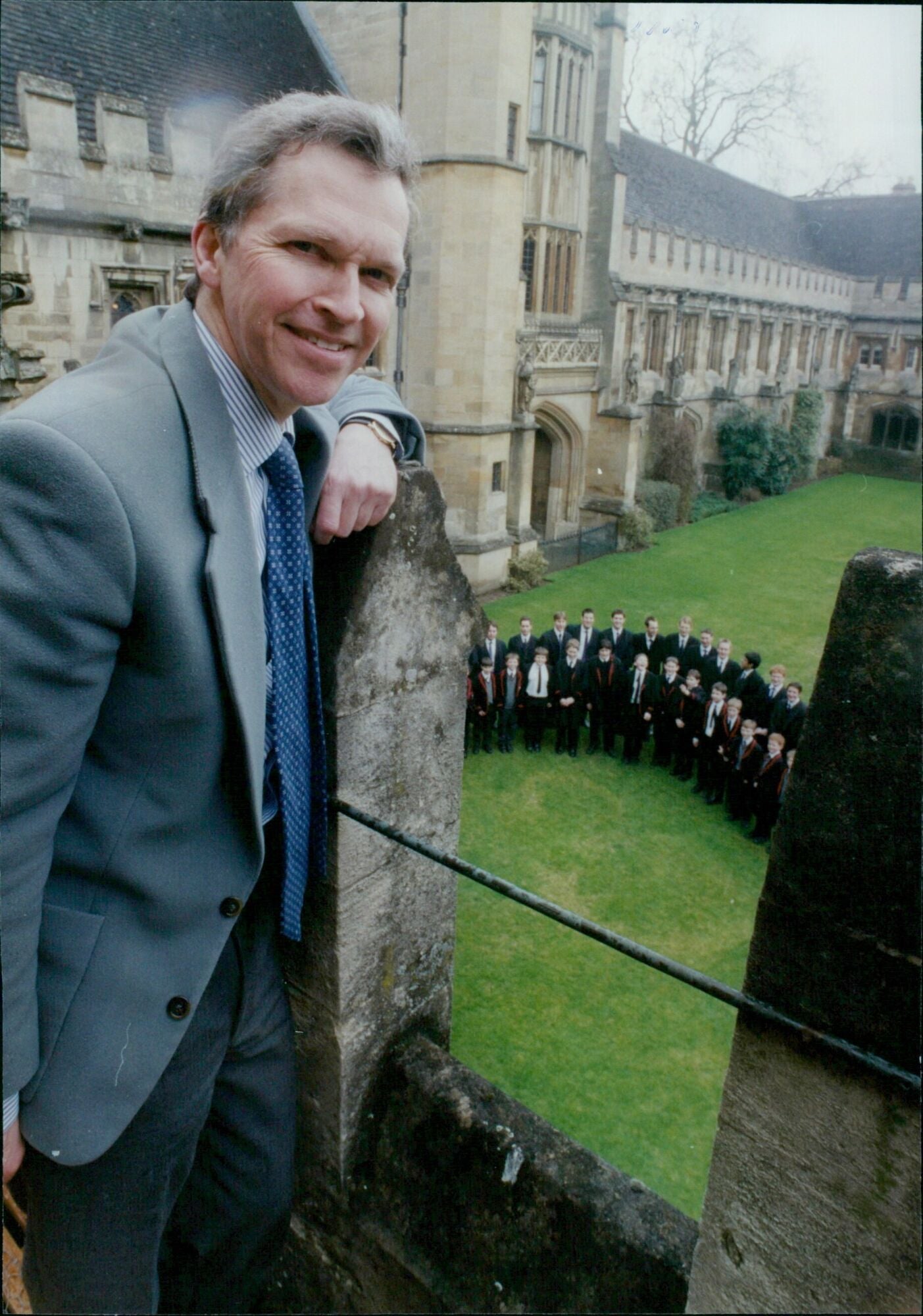 Choirmaster Bill Ives rehearsing with Magdalen College choir in the co
