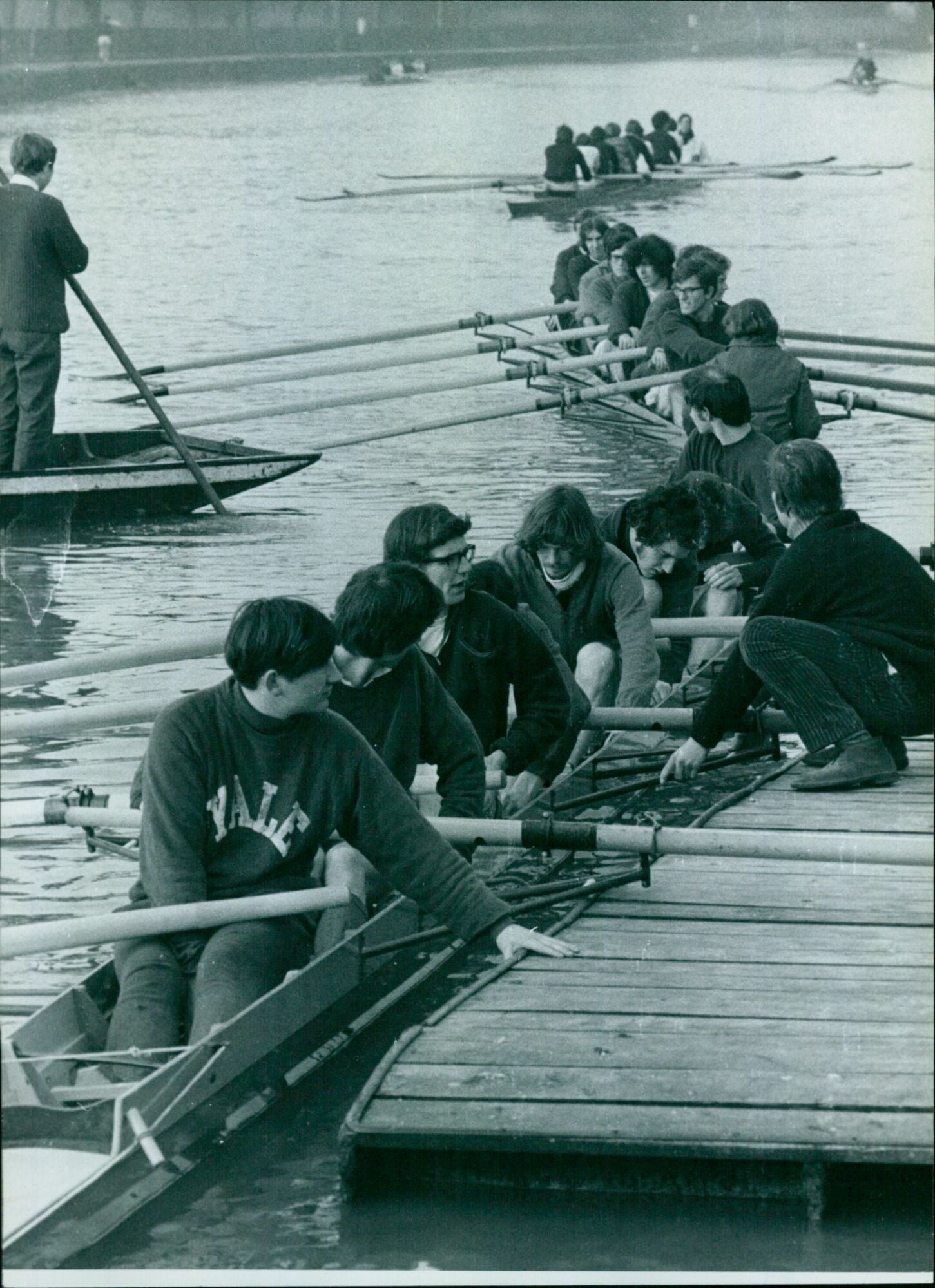Oxford University Crews practice for Torpids on the Thames - Vintage P