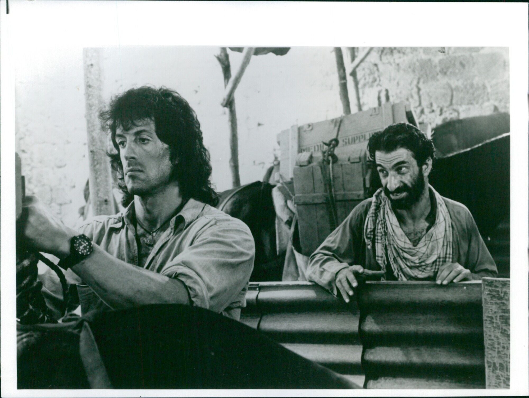 Actor Sylvester Stallone poses for a photo on set of the film "Rambo V