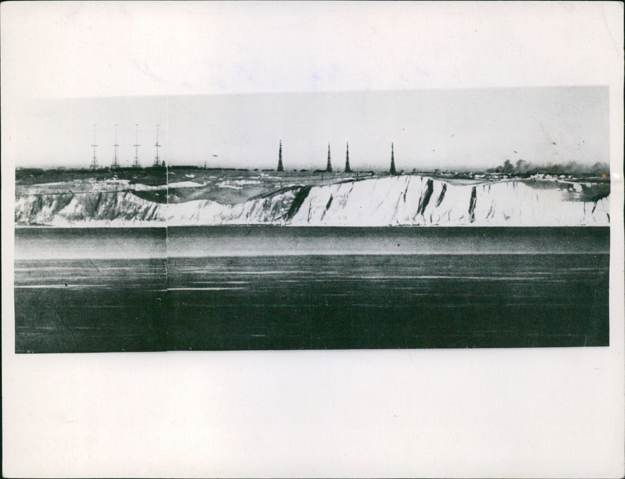 Pylons on Dover Coast in the UK come under shell fire as photographed