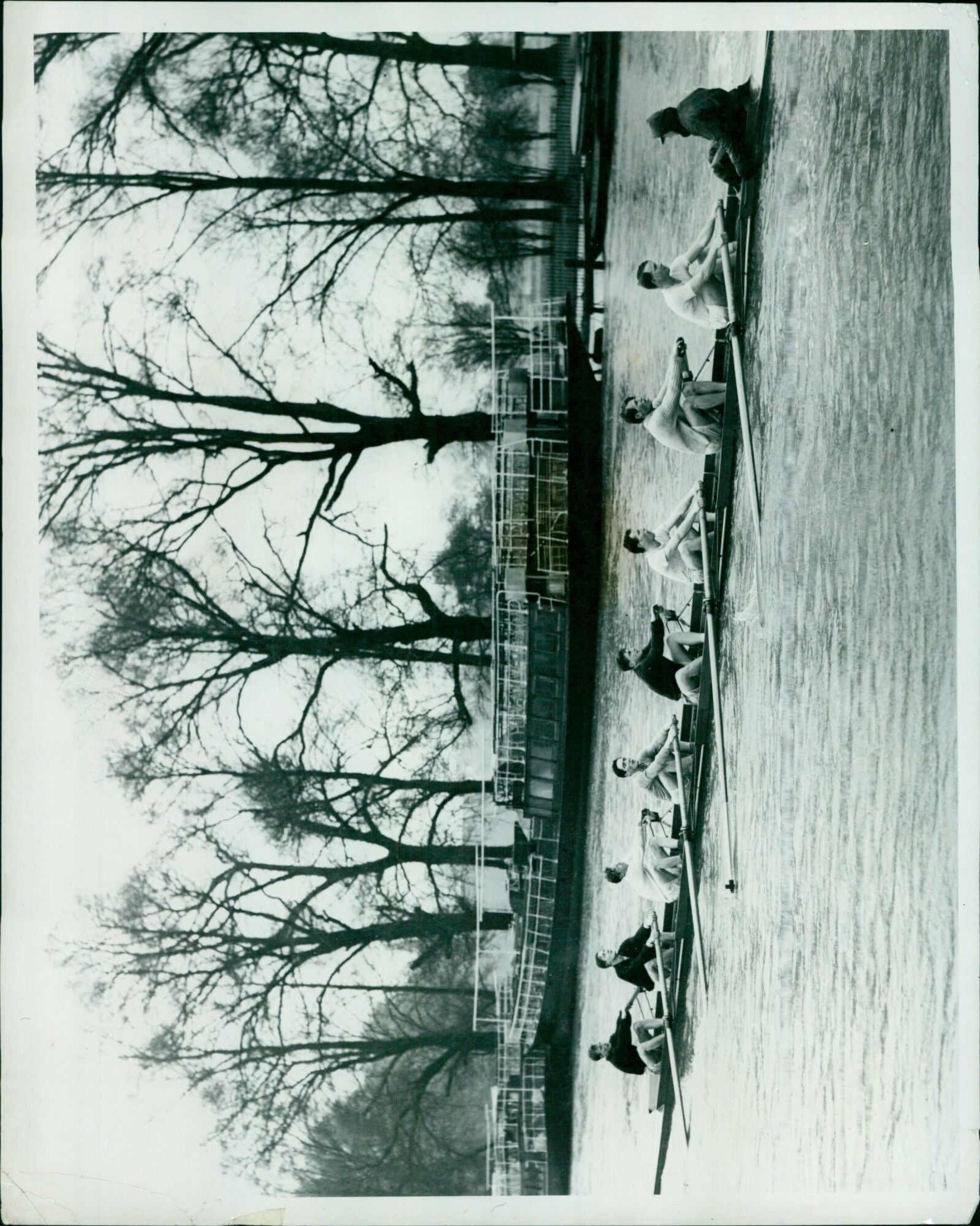 Cambridge student Merton College practising for the Torpids rowing rac