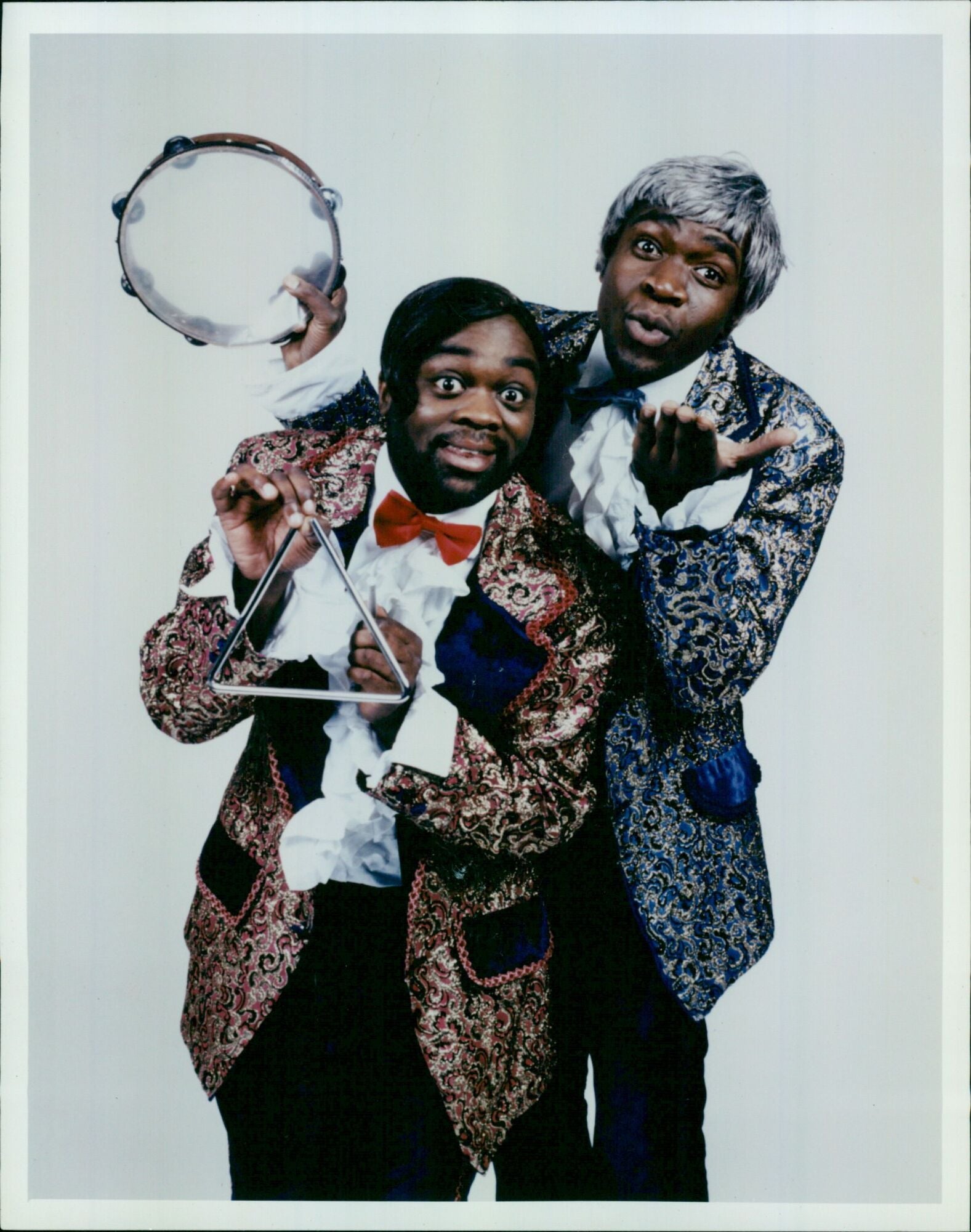 Actors Robbie Gee and Eddie Nestor performing on stage at the Drama Pl