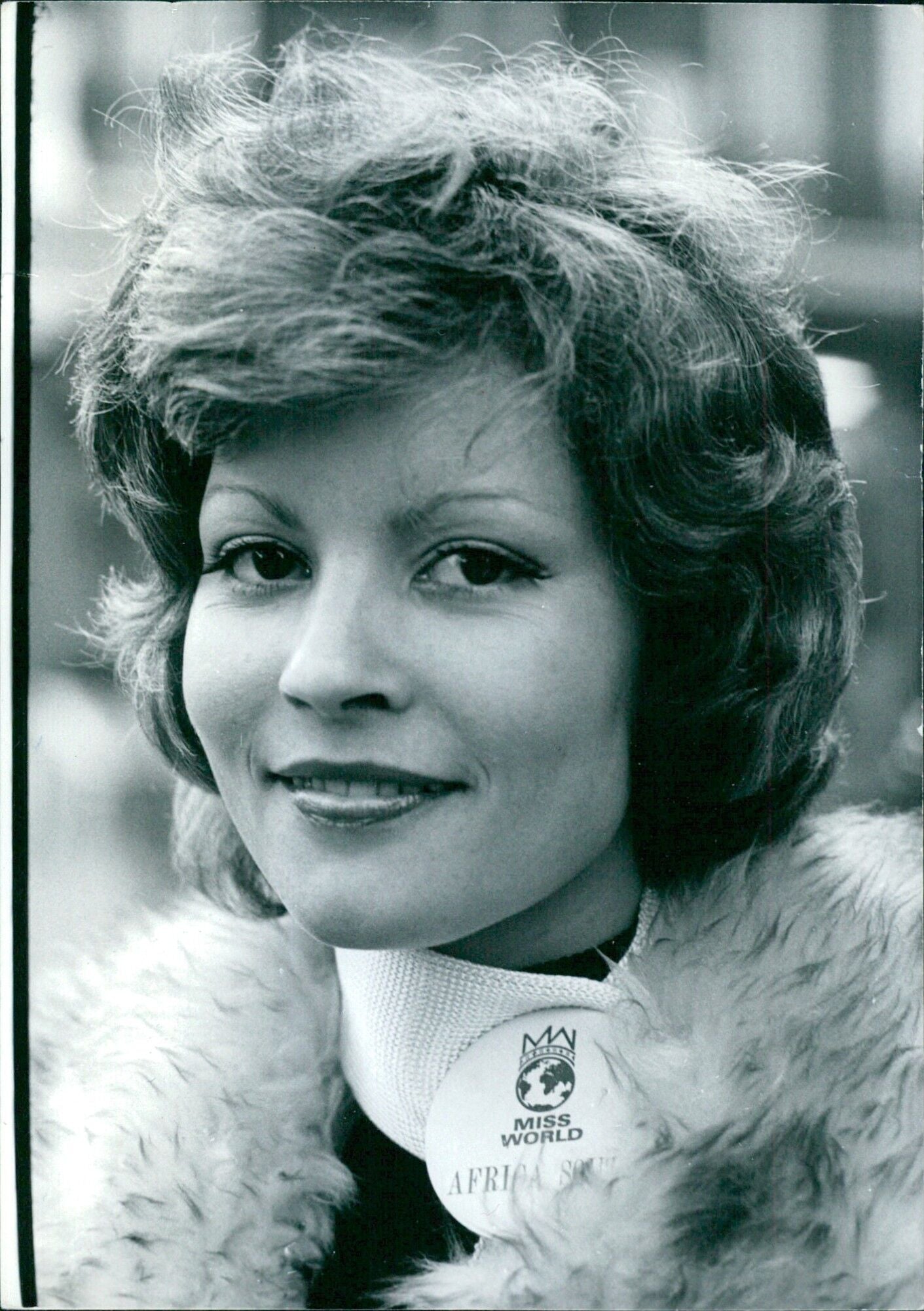 Miss Africa South 1975 Lydia Johnstone at the Miss World finals in Lon