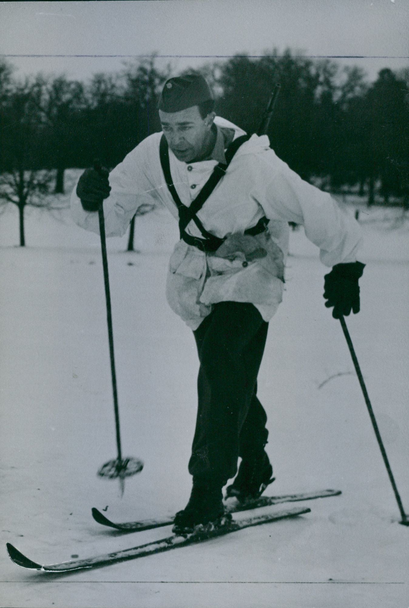 Prince Gustaf Adolf competing in biathlon - 19 January 1944 - Vintage