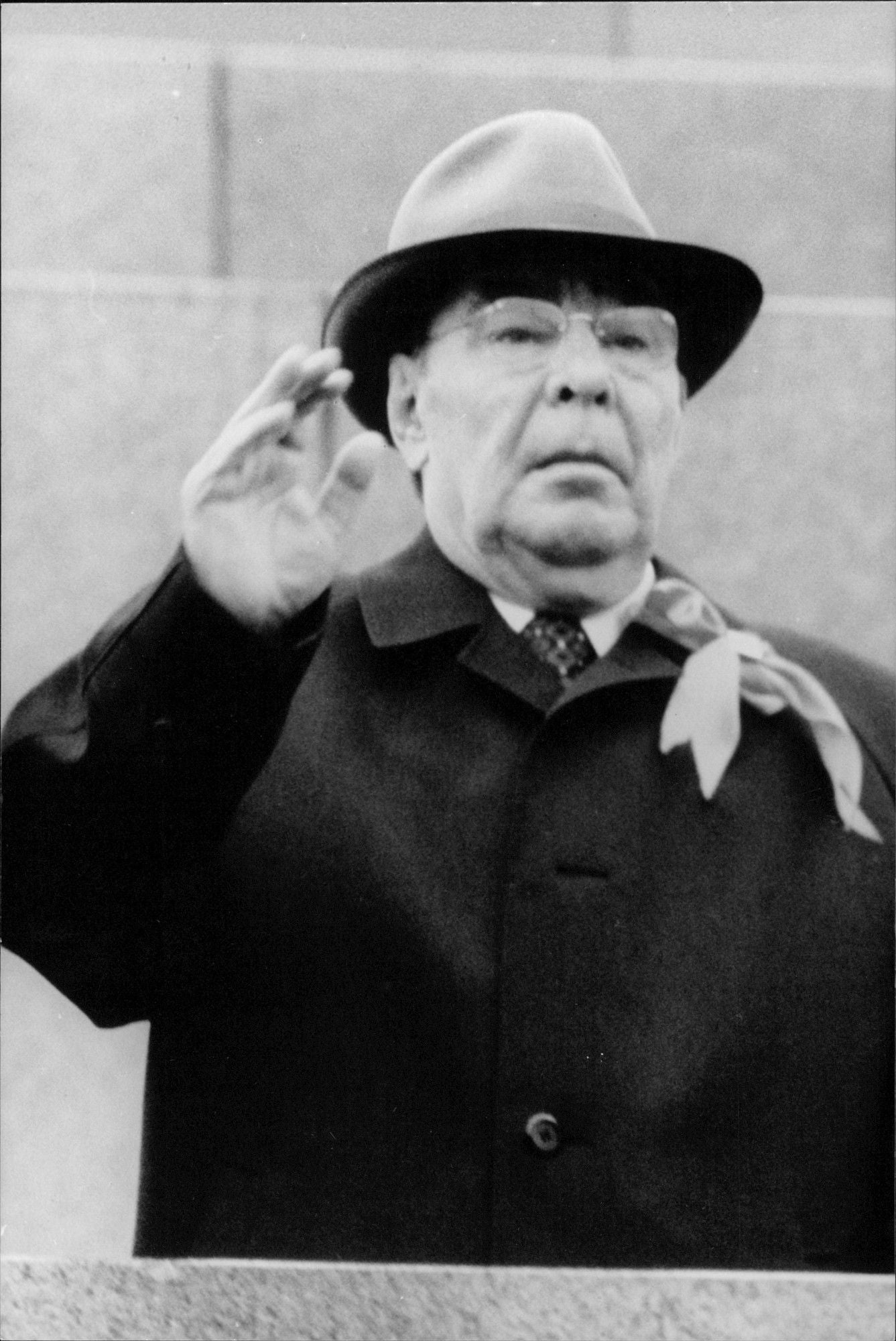 Portrait of the Soviet head of state, Leonid Brezhnev at the May parad