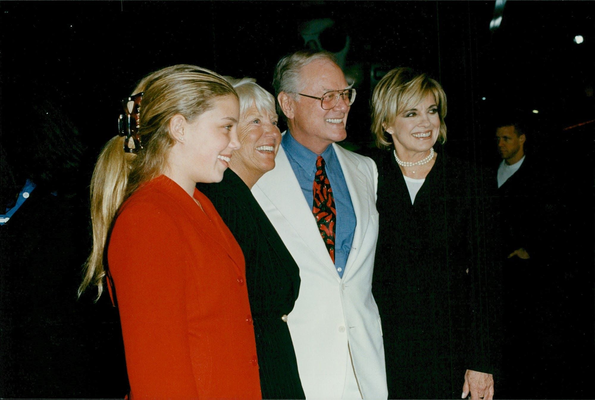 Noel Hagman, Maj Hagman, Larry Hagman and Linda Gray at the premiere o