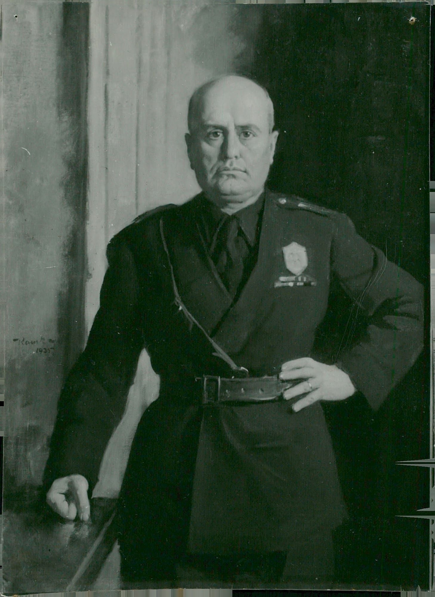 Portrait of Benito Mussolini painted by Ivar Kampe - 14 February 1935
